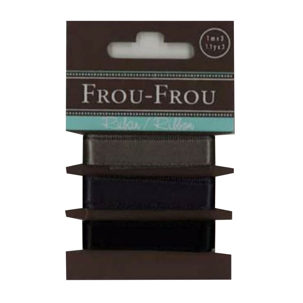 3 rubans satin Frou Frou - 1 m x 9 mm - gris foncé - Rubans ...