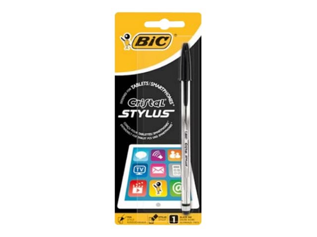 Stylo bille avec embout tactile - Noir - Cristal Stylus - Pointe ...