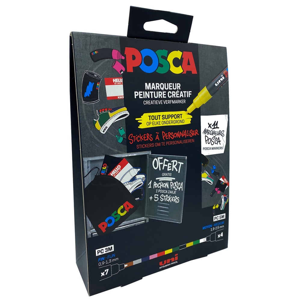 Kit de 11 marqueurs créatifs Posca + 5 stickers à personnaliser + 1 ...