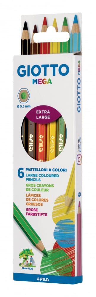 GIOTTO 6 CRAYONS MEGA CLASSIQUE - Craies et Crayons de Couleur - Dessin ...