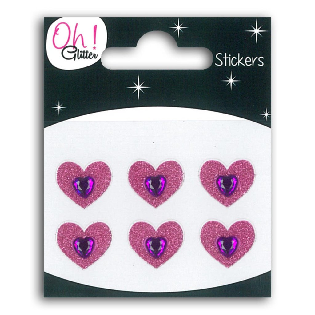 STICKERS X6 CŒURS GLIT ROSE - Les Accessoires Déco | Cultura