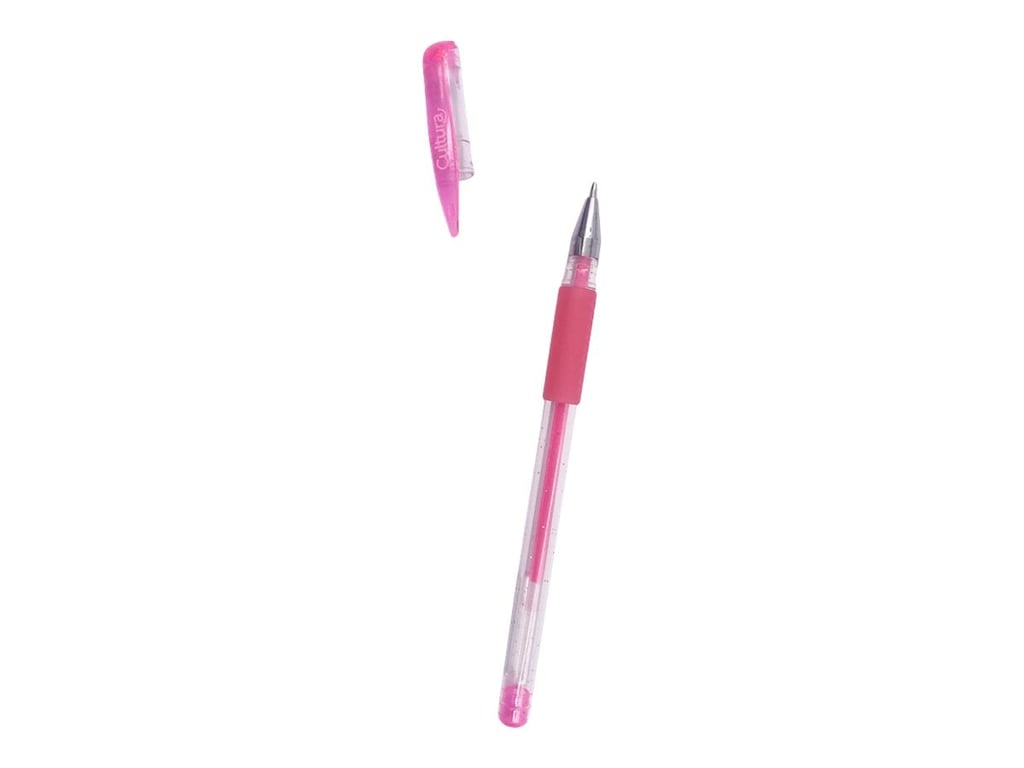 Stylo roller - Rose fluo pailleté - Pointe moyenne - Cultura | Cultura