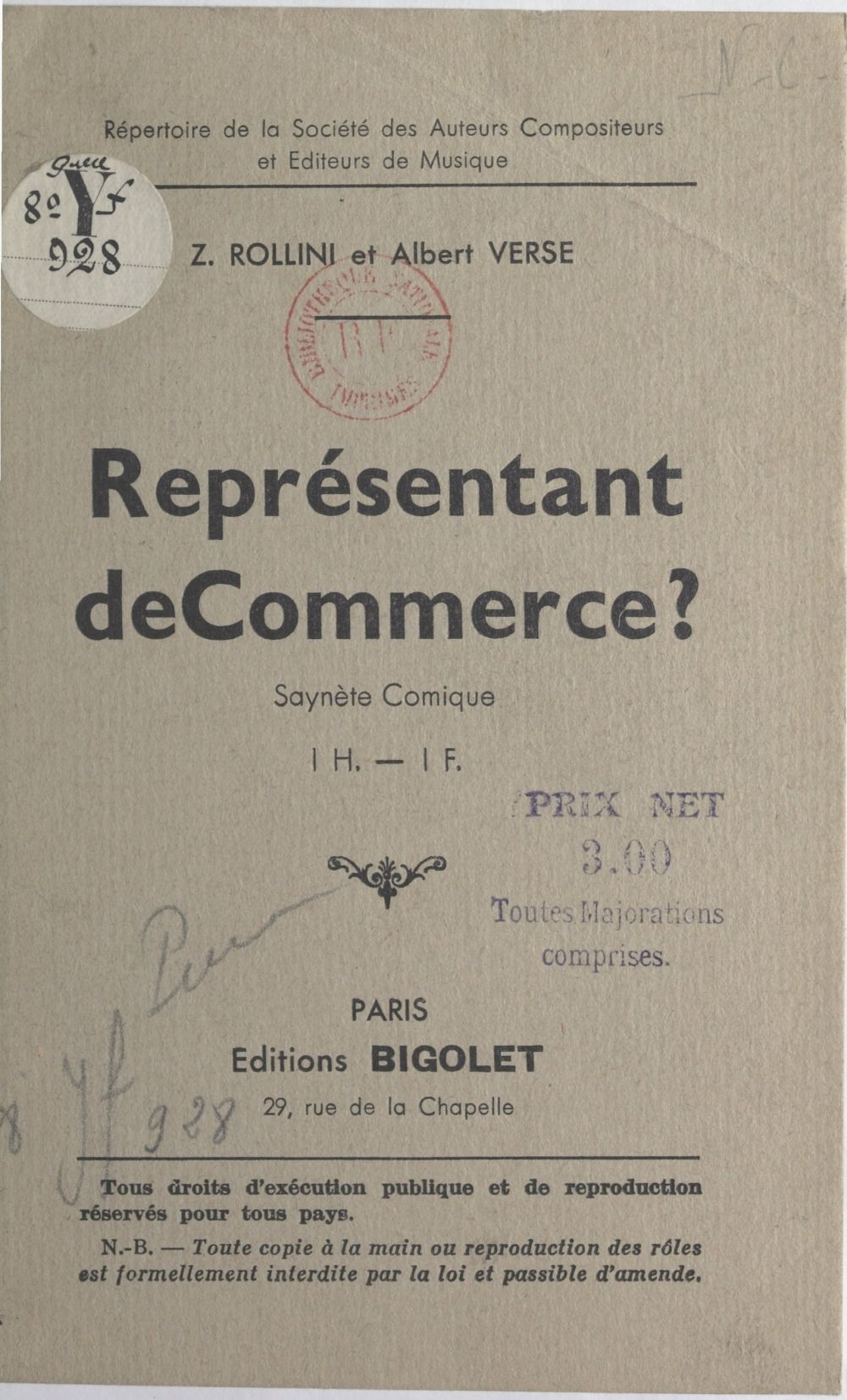 Représentant de commerce ? - Saynète comique - 9782307269465 | Cultura