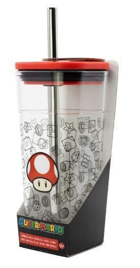 Verre avec paille - Super Mario - 540 ml - Produits dérivés jeux vidéo ...