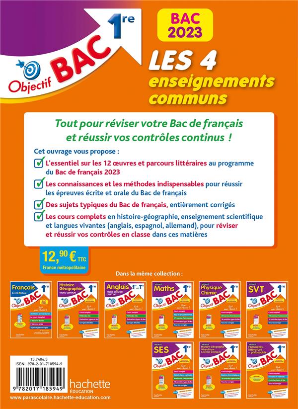 Objectif bac : les 4 enseignements communs - 1re : Isabelle De Lisle,Arnaud Léonard,Caroline ...
