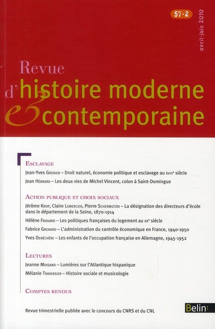 Revue d'histoire moderne et contemporaine n.57/2 - 2701155509 - Livre ...