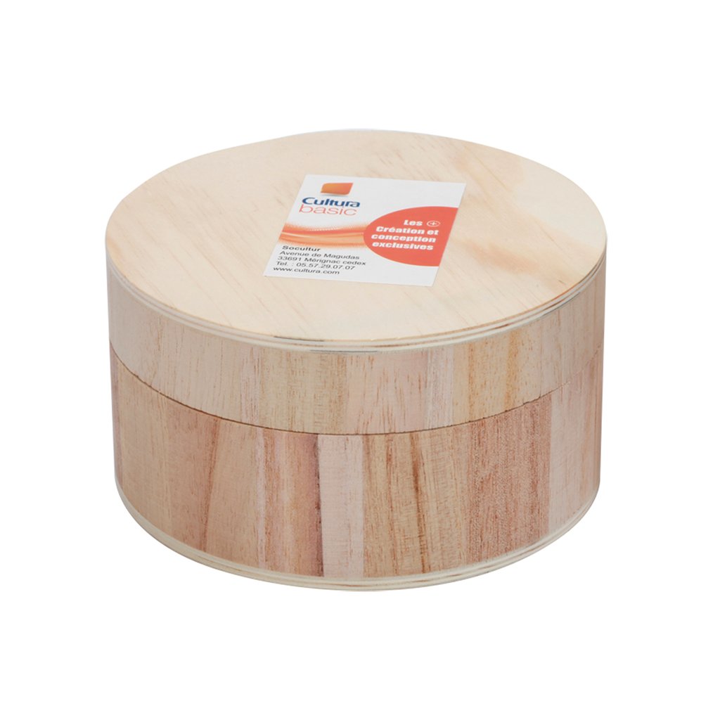 Boîte ronde en bois - 7 x 3.5 cm - Supports Bois | Cultura