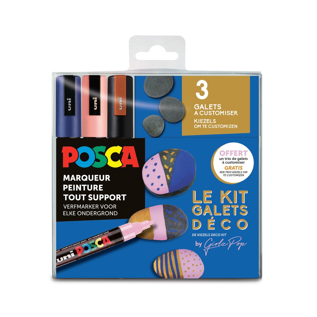 Set de 3 marqueurs Posca galets déco 3D - Feutres - Dessin - Coloriage ...