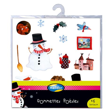 Gommettes repositionnables Poésies Le Bonhomme de neige - 6 planches ...