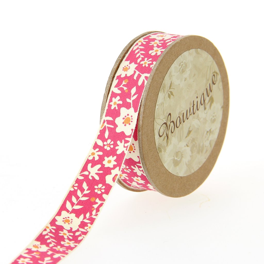 Ruban de Coton 5mx15mm - Fleurs blanches - Distrifil - Rubans ...