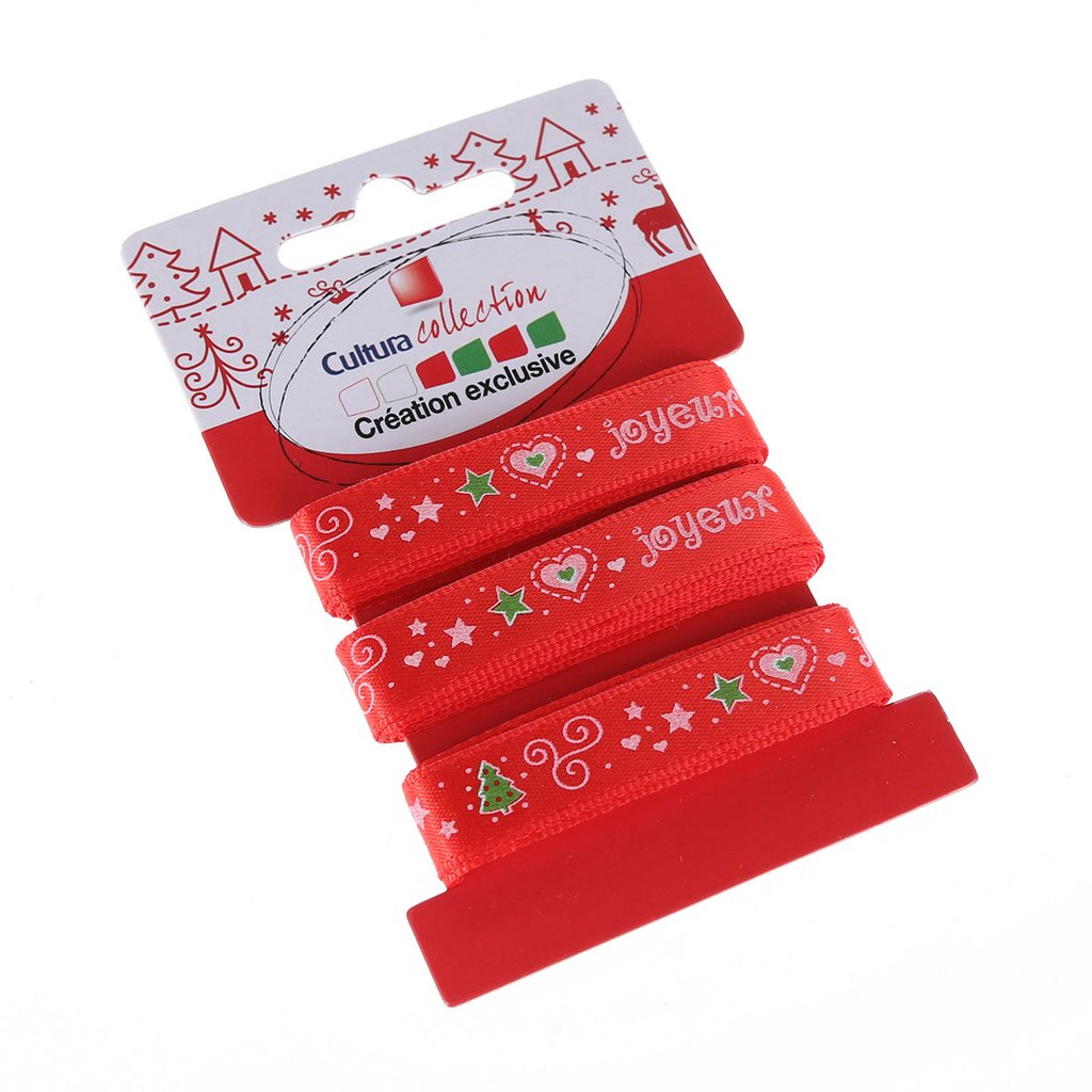 RUBAN SATIN 4M TRADI ROUGE JOYEUX NOEL - Rubans - Customisation | Cultura