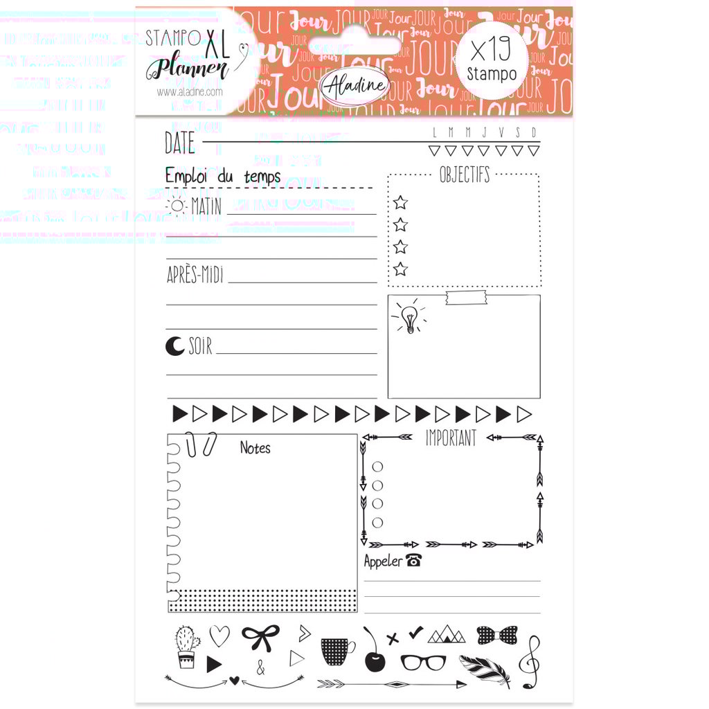 Stampo Planner XL - Tampon mousse - Page jour | Cultura
