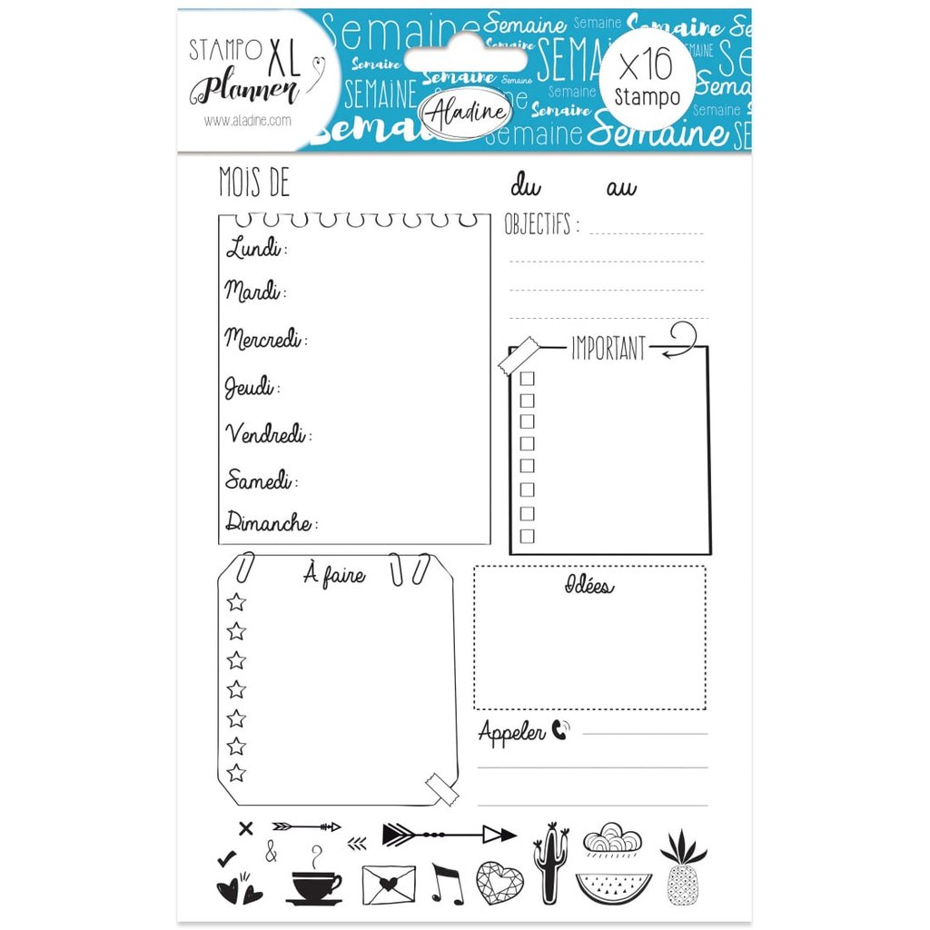 Stampo Planner XL - Tampon mousse - Page semaine | Cultura