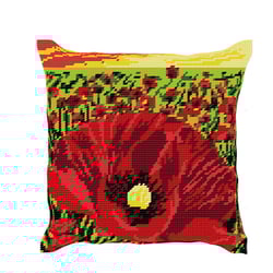 Kit coussin demi-point Coquelicot - Kits Canevas - Broderie | Cultura
