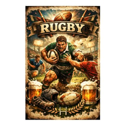 Plaque métal aluminium rugby H30,5- Imagerie Murale - Encadrement | Cultura