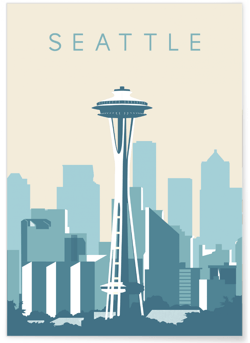 Poster Seattle | A3 : 29,7x42cm- Imagerie Murale - Encadrement | Cultura