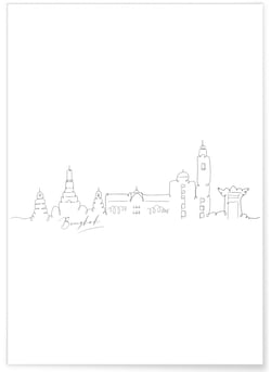 Affiche Line Art Bangkok | A3 : 29,7x42cm- Imagerie Murale ...