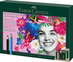 Coffret de 40 crayons de couleur - Faber-Castell - Polychromos & Pitt ...