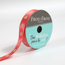 Bobinette Frou-Frou - 5 m x 9 mm - Satin étoile - Corail - Rubans ...