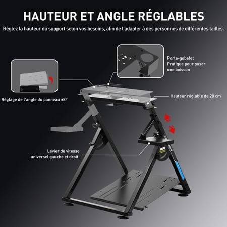 Support universel volant sim racing GTPLAYER - Métal - Noir bleu ...