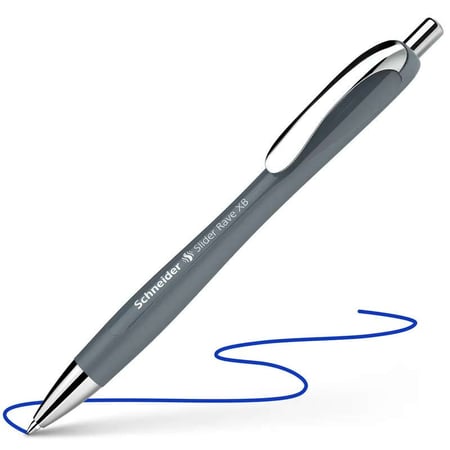 Stylo à bille - Encre bleue - Pointe large - Corps gris bleu ...