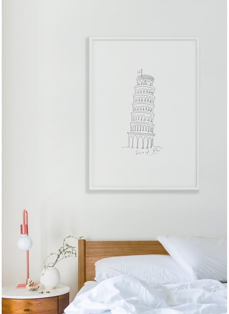 Affiche Line Art Tour de Pise | A3 : 29,7x42cm- Imagerie Murale ...