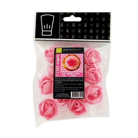 Lot de 12 petites roses azyme Patisdécor - Rose - ⌀ 4 cm - 18 g - Azyme ...