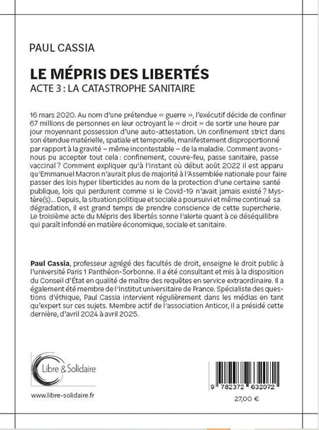 Le mepris des libertes acte 3 - la catastrophe sanitaire- Livre ...