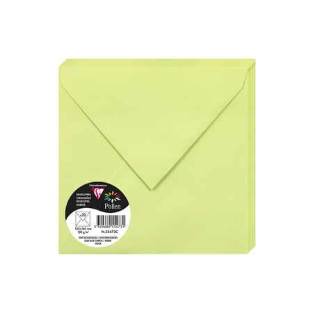 20 enveloppes Pollen 165x165 mm - Vert bourgeon - Cartons d'Invitation ...