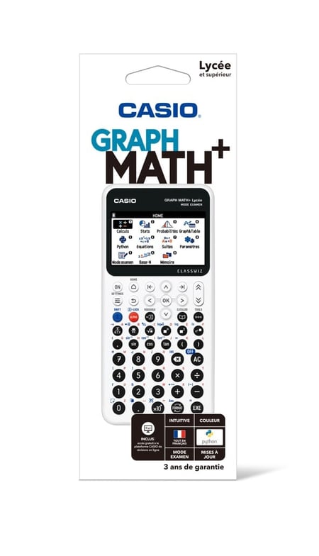 Calculatrice graphique Casio - Lycée - Math+ - Blanc - Calculatrices ...