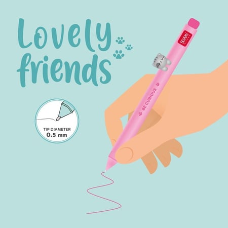 Stylo à encre gel Legami - Lovely Friends Chat - Rose - Pointe fine ...