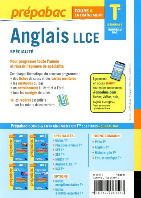Prépabac cours & entraînement : anglais LLCE, spécialité - terminale ...
