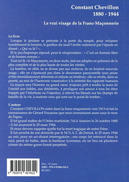 Le vrai visage de la franc-maçonnerie : Constant Chevillon | Cultura