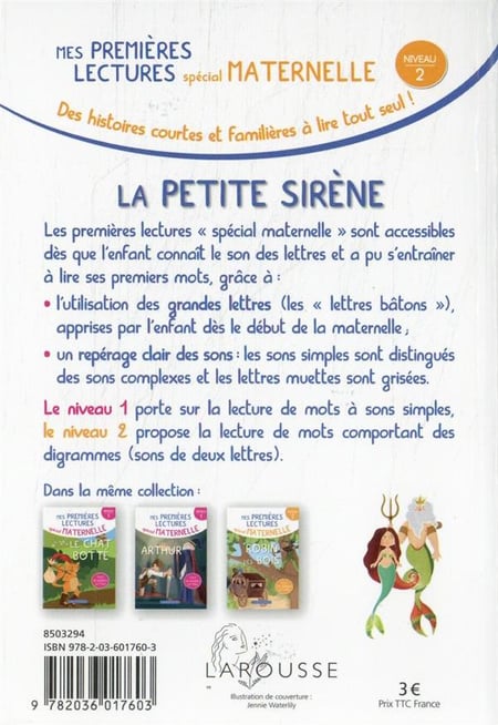 Mes premières lectures spécial maternelle - la petite sirène - niveau 2 ...