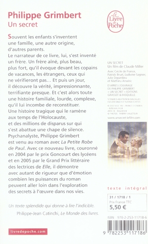 Un secret : Philippe Grimbert - 2253117188 - Livres de poche | Cultura