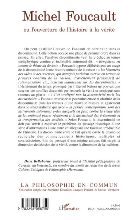 Michel foucault ou l'ouverture de l'histoire à la vérité - éloge de la ...