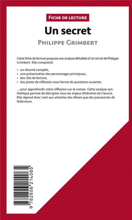 Fiche de lecture : un secret de Philippe Grimbert - analyse complète de ...