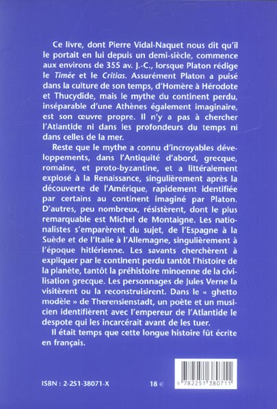 L'Atlantide - petite histoire d'un mythe platonicien : Pierre Vidal ...