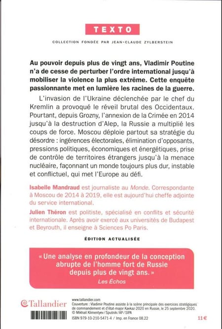 Poutine, la stratégie du désordre jusqu'à la guerre : Isabelle Mandraud ...