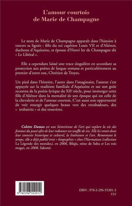 L'amour courtois de Marie de Champagne : Colette Dumas - Livre Histoire ...