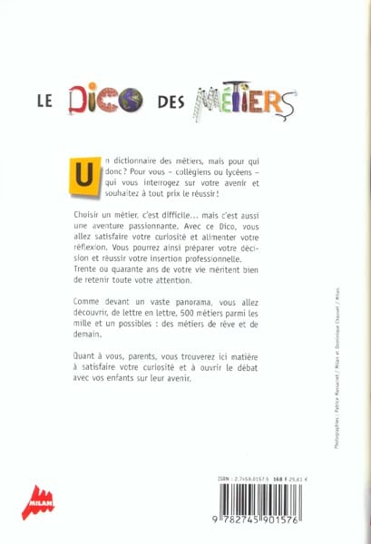 Le dico des metiers - 500 idees pour votre avenir : Onisep - Dictionnaires et encyclopédies pour ...