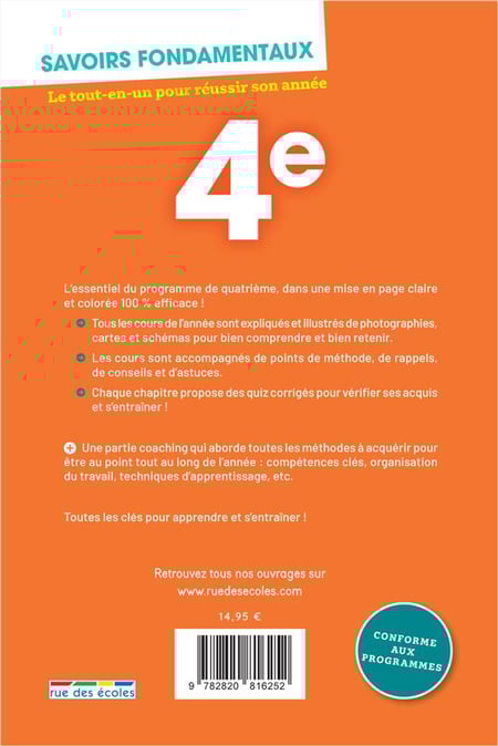 Savoirs fondamentaux : 4e : Le tout-en-un pour réussir son année ...