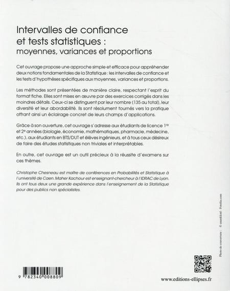 Intervalles de confiance et tests statistiques : moyennes, variances et ...