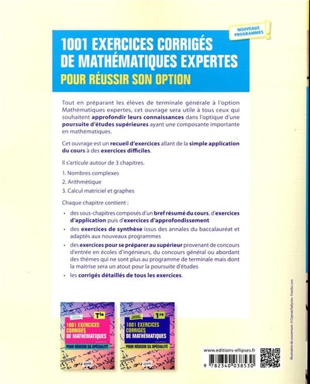 1001 exercices corrigés de mathématiques expertes - pour reussir son ...