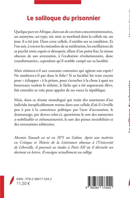 Le soliloque du prisonnier : Mesmin Yaussah | Cultura