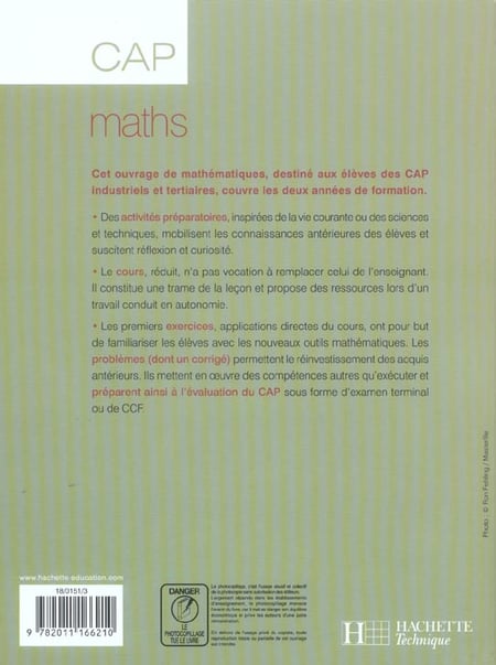 Mathematiques cap - livre eleve - ed.2005 - Manuels scolaires | Cultura