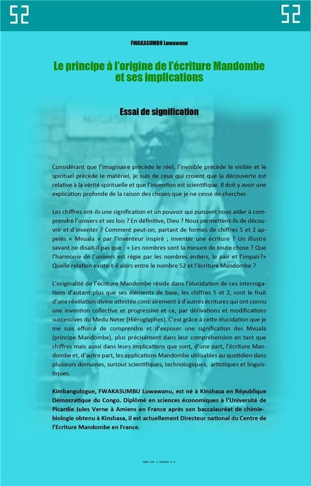 Le principe à l'origine de l'écriture mandombe et ses implications ...
