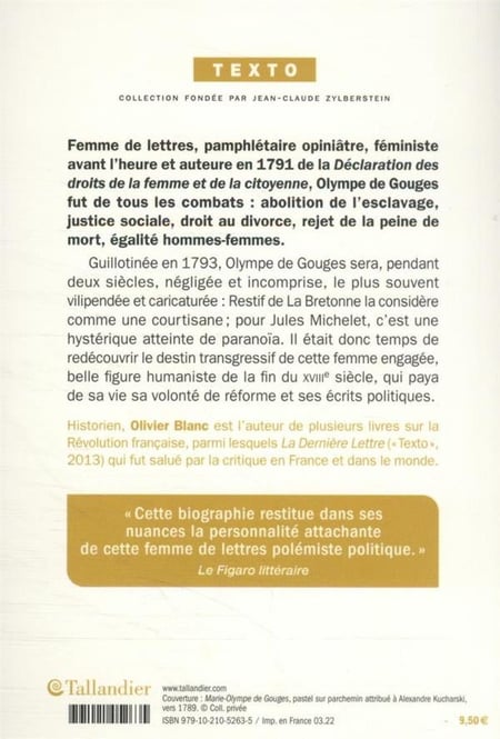 Olympe de Gouges : des droits de la femme à la guillotine : Olivier ...