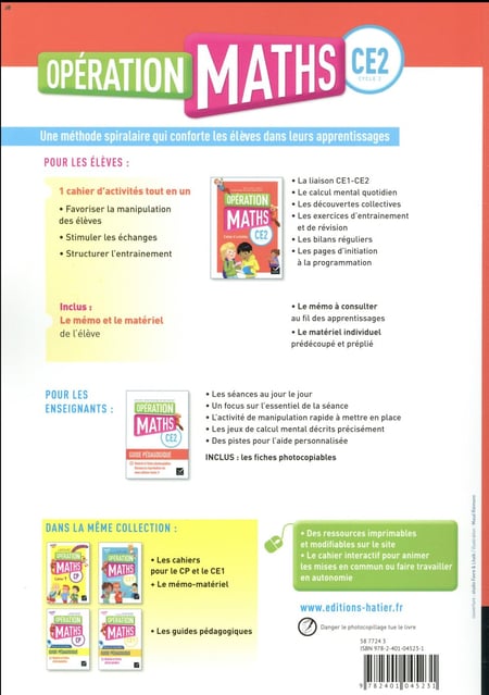Opération maths : CE2 - cahiers d'activités + matériel (édition 2018 ...