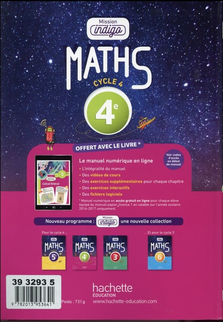 Mission indigo : mathématiques - cycle 4 / 4ème - livre de l'élève ...